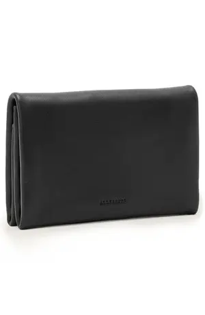 ALLSAINTS Harluna Leather Bifold Wallet - Black/silver