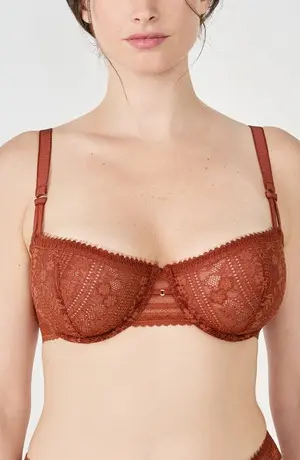 ETAM Aura N°9 Underwire Balconette Bra - Brown