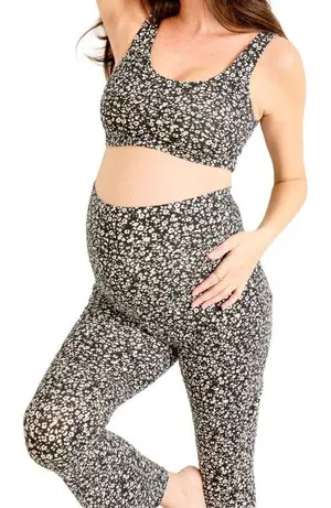 Hatch Collection The Maternity Bodyflex Crop Flare Legging - Abstract Floral