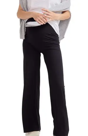 Hatch Collection Bodyflex Cropped Flare Maternity Pant - Black