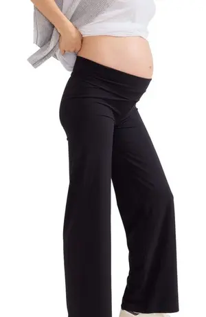 Hatch Collection Bodyflex Cropped Flare Maternity Pant - Black