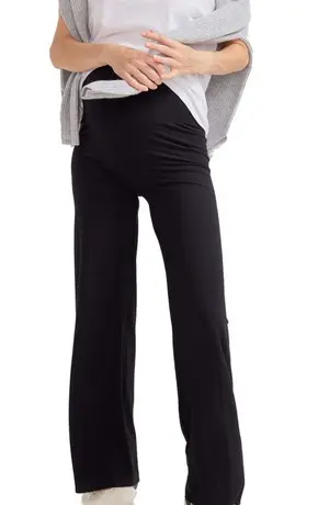 Hatch Collection Bodyflex Cropped Flare Maternity Pant - Black