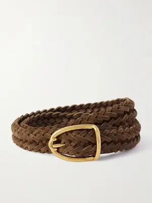 TOM FORD Woven Suede Belt - Brown
