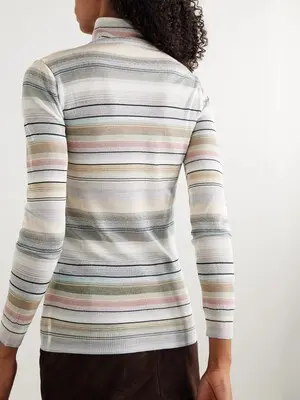 Missoni Striped Metallic Crochet-knit Turtleneck Sweater - Multi