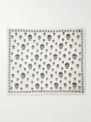 Alexander McQueen Printed Silk-chiffon Scarf - Ivory