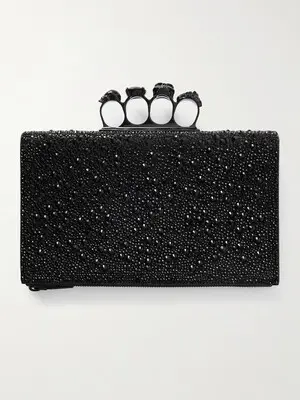 Alexander McQueen Knuckle Embellished Leather Pouch - Black