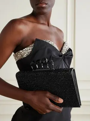 Alexander McQueen Knuckle Embellished Leather Pouch - Black