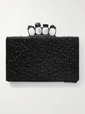 Alexander McQueen Knuckle Embellished Leather Pouch - Black