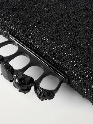 Alexander McQueen Knuckle Embellished Leather Pouch - Black