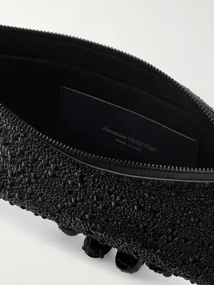 Alexander McQueen Knuckle Embellished Leather Pouch - Black