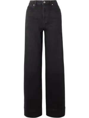FRAME The Streamline High-rise Straight-leg Jeans - Black
