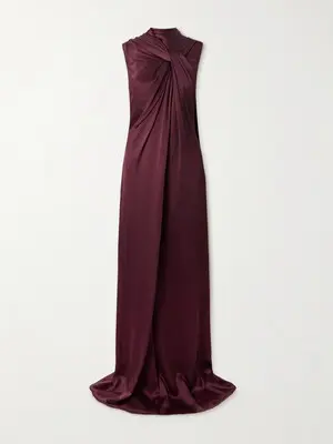 LANVIN Draped Satin Jumpsuit - Burgundy