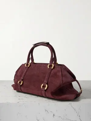 Alexander McQueen Farringdon Medium Suede Shoulder Bag - Burgundy