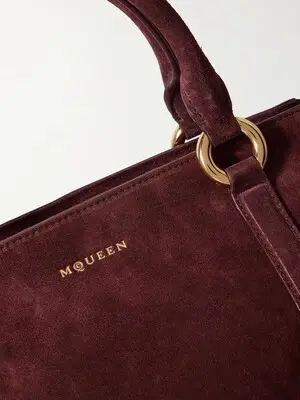 Alexander McQueen Farringdon Medium Suede Shoulder Bag - Burgundy
