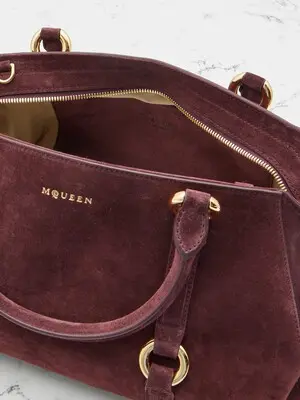 Alexander McQueen Farringdon Medium Suede Shoulder Bag - Burgundy