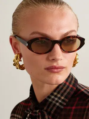 Saint Laurent Oval-frame Acetate Sunglasses - Tortoiseshell