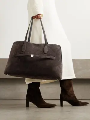TOTEME Lounge Large Leather-trimmed Suede Tote