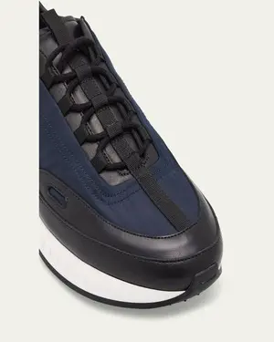 John Lobb Stream Leather And Nylon Sneakers - Black/navy