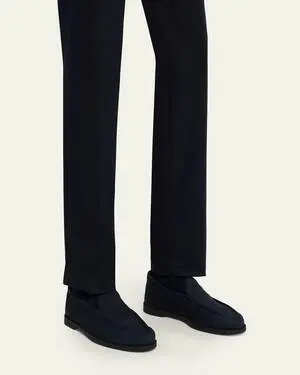 John Lobb Pace Nubuck Leather Penny Loafers - Midnight