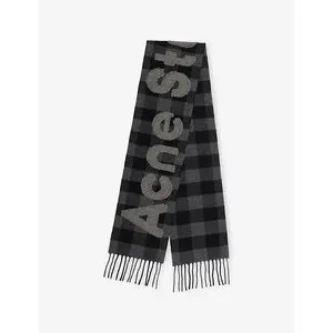Acne Studios Script Checked Wool-blend Scarf - Black/grey