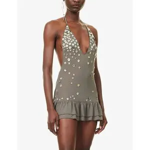 JADED LONDON Button Detailed Layered Chiffon Mini Dress