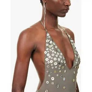 JADED LONDON Button Detailed Layered Chiffon Mini Dress