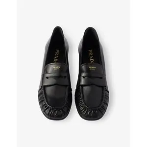 Prada Brand-foiled Leather Loafers