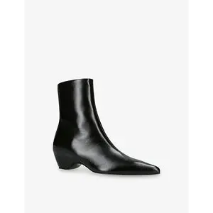 Khaite Sybil 40 Glazed-leather Ankle Boots