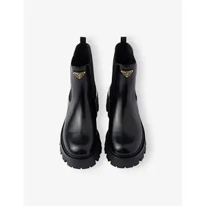 Prada Brand-plaque Leather Ankle Boots