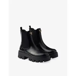 Prada Brand-plaque Leather Ankle Boots