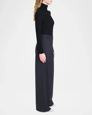 TWP Rib-knit Wool Turtleneck Sweater - Black