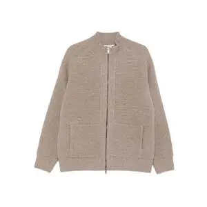 Altea Altea Ribbed Knit Zip-Up Cardigan - Beige