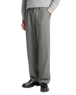 Vince Wool Blend Double Pleated Trousers - Medium Heather Gray