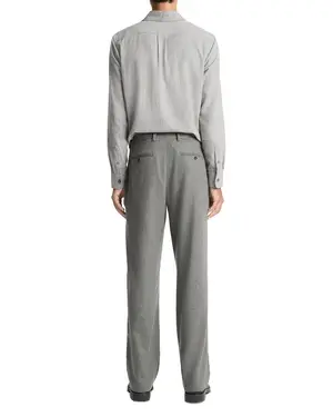 Vince Wool Blend Double Pleated Trousers - Medium Heather Gray