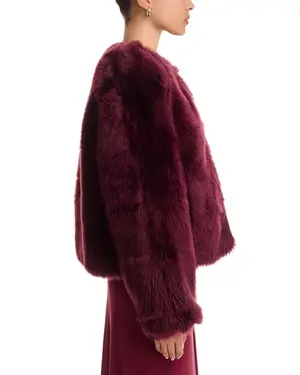 Simkhai Natasha Shearling Short Jacket - Cranberry