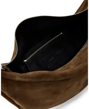 ALLSAINTS Luna Suede Shoulder Bag - Fango Brown
