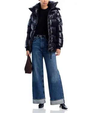 Aqua Oversized Puffer Mid-length Coat