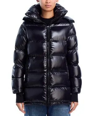 Aqua Oversized Puffer Mid-length Coat