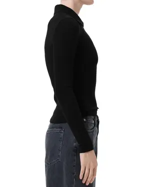 AGOLDE Amos Polo Collar Top - Black