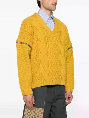 Gucci V-neck Cable-knit Wool Jumper
