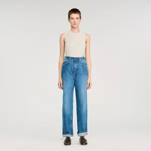Sandro Wide-leg Pinstriped Jeans