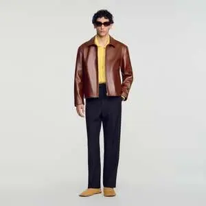 Sandro Leather Jacket - Camel