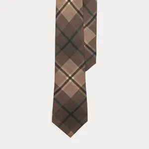 Ralph Lauren Plaid Cashmere-Silk Neck Tie Tan Multi