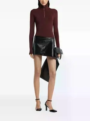 COURREGES Zipped Mock-neck Sweater - Red