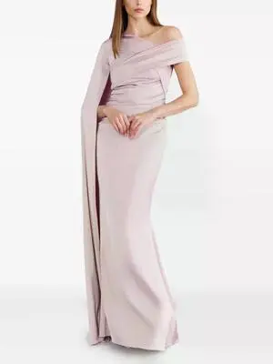 Talbot Runhof Asymmetrical-neck Cape-embellished Gown