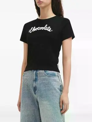 CHOCOOLATE Logo-embroidered T-shirt - Black
