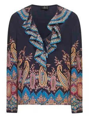 Etro Paisley-print Ruffled Top