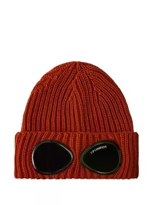 C.P. COMPANY Goggle-detail Ribbed-wool Beanie - Red