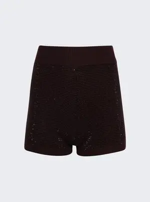 David Koma Rhinestone Embroidered Shorts Red