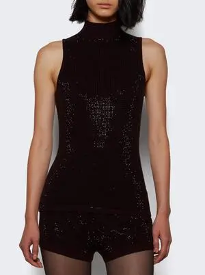 David Koma Rhinestone Embroidered Top - Red